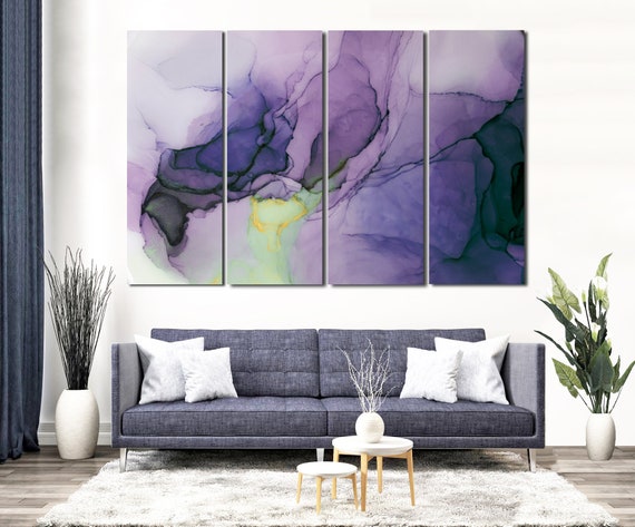 Blue marble wall art Navy Blue Wall Decor Abstract canvas | Etsy