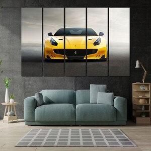 Beautiful Yellow Ferrari F12 on Large Canvas Set Popular Presents With ...