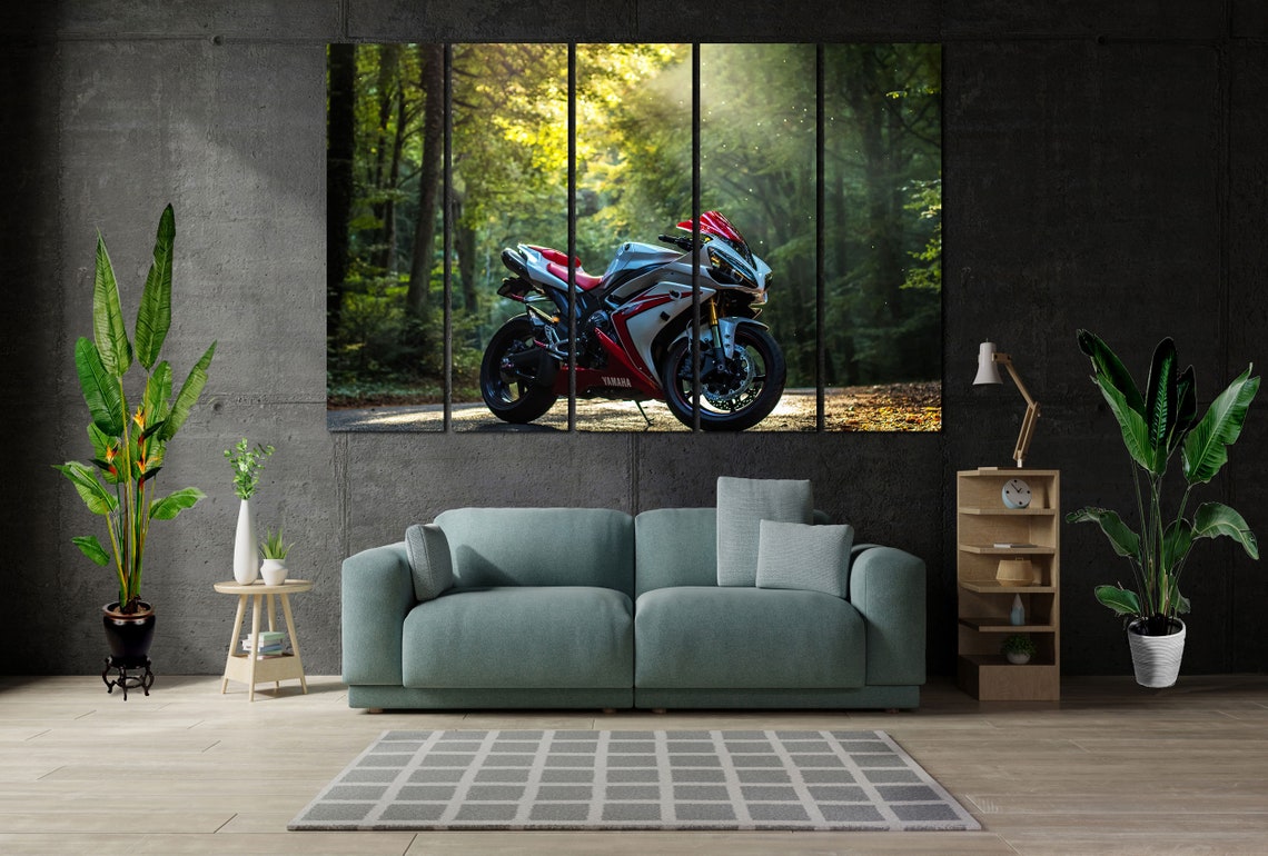Yamaha R1 on Nature Background Wall Art Original Canvas Prints With ...