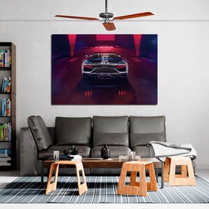 Lamborghini Aventador Wall Art SVJ Roadster Under Bright Neon Lights ...