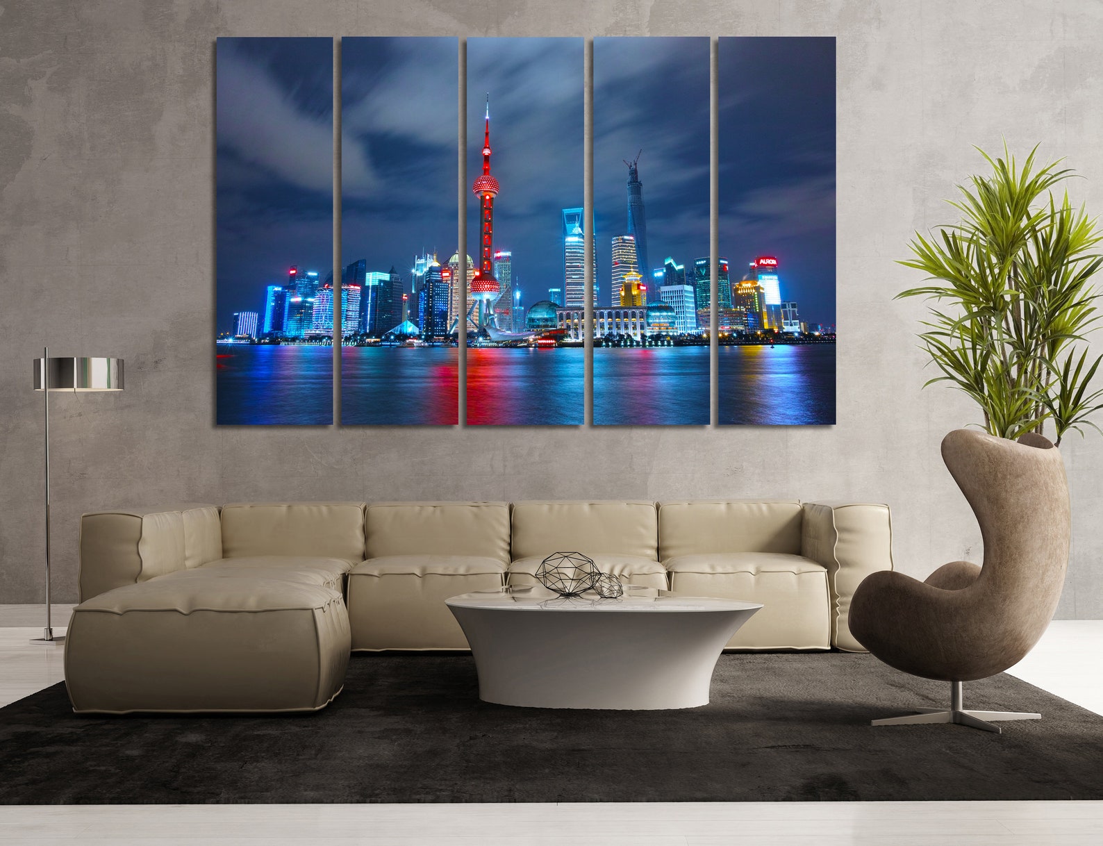 Shanghai City Canvas Poster. Shanghai Wall Art Canvas Set. Contemporary ...