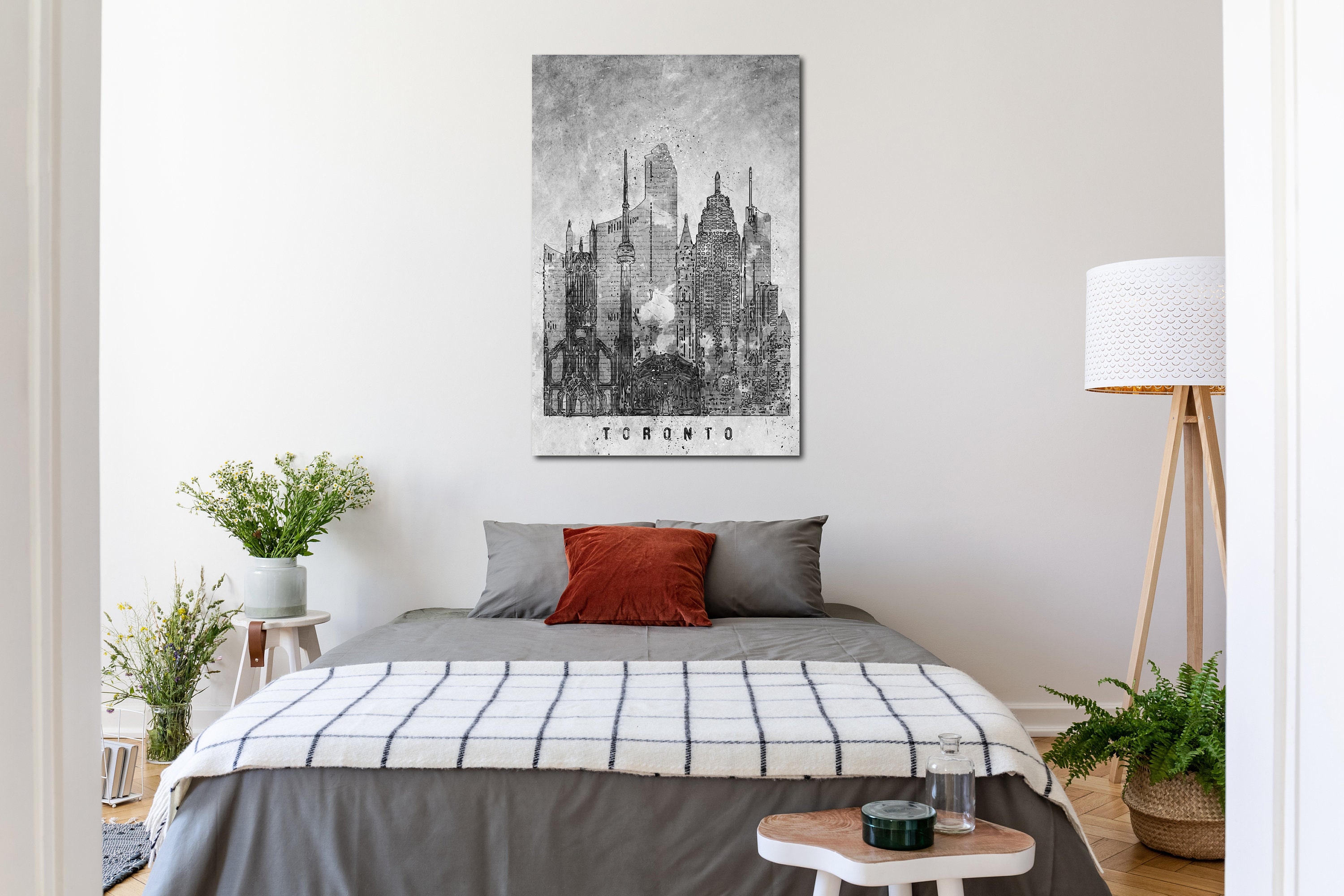 Toronto Skyline Watercolor Wall Art, Toronto Canada Canvas Art Prints ...