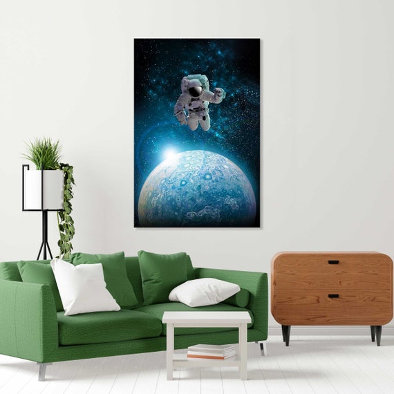 Astronaut in Outer Open Space Print Canvas Astronaut Over the | Etsy