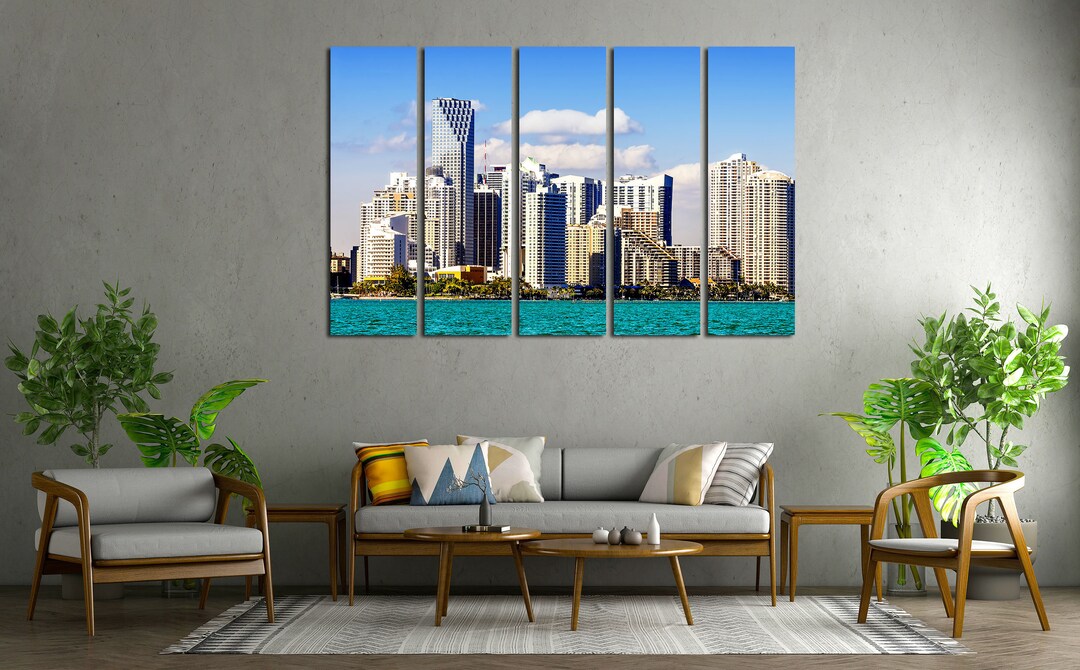Awesome Miami Skyline for Decor Large Wall Beautiful Miami Building on ...