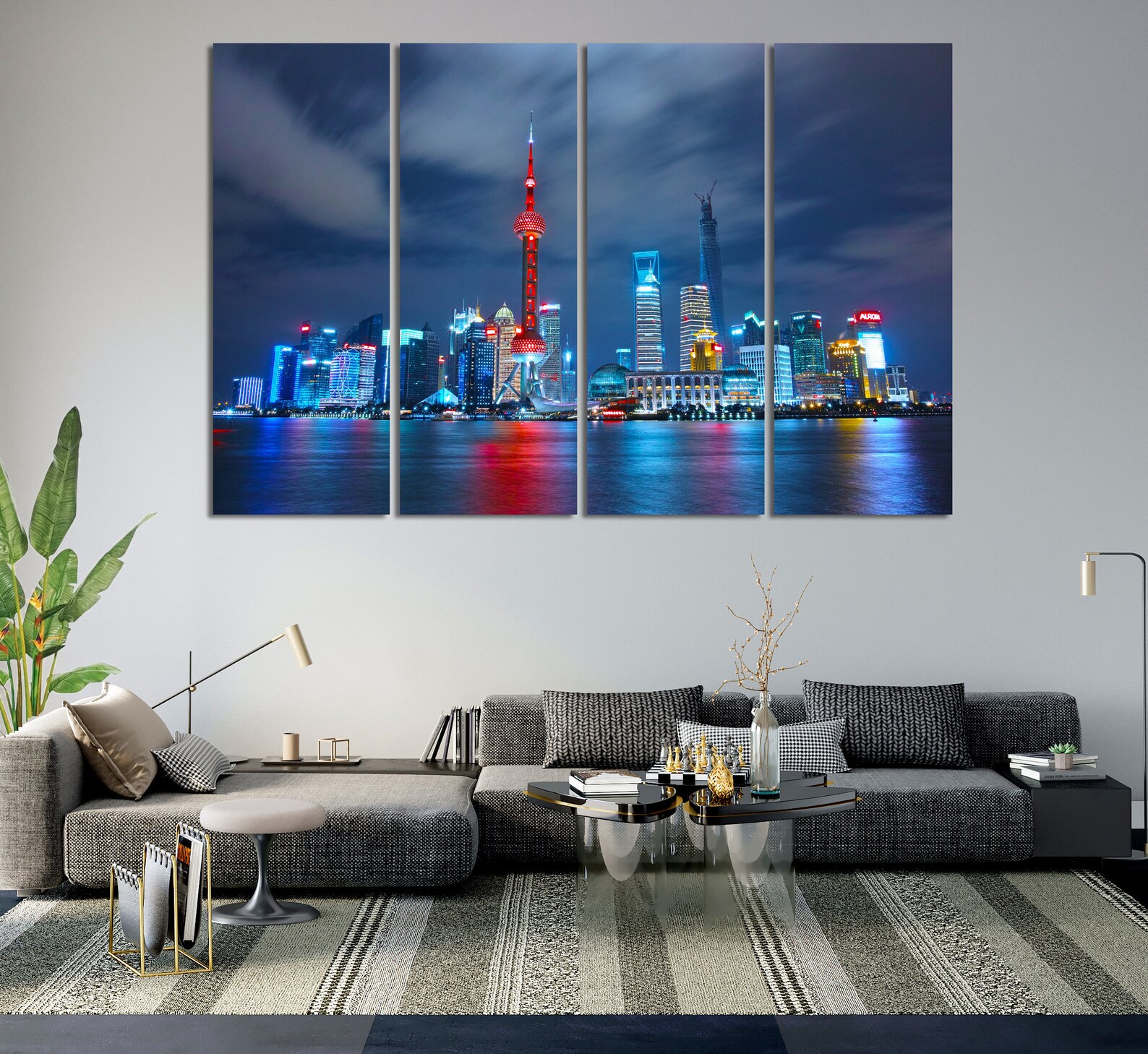 Shanghai City Canvas Poster. Shanghai Wall Art Canvas Set. - Etsy