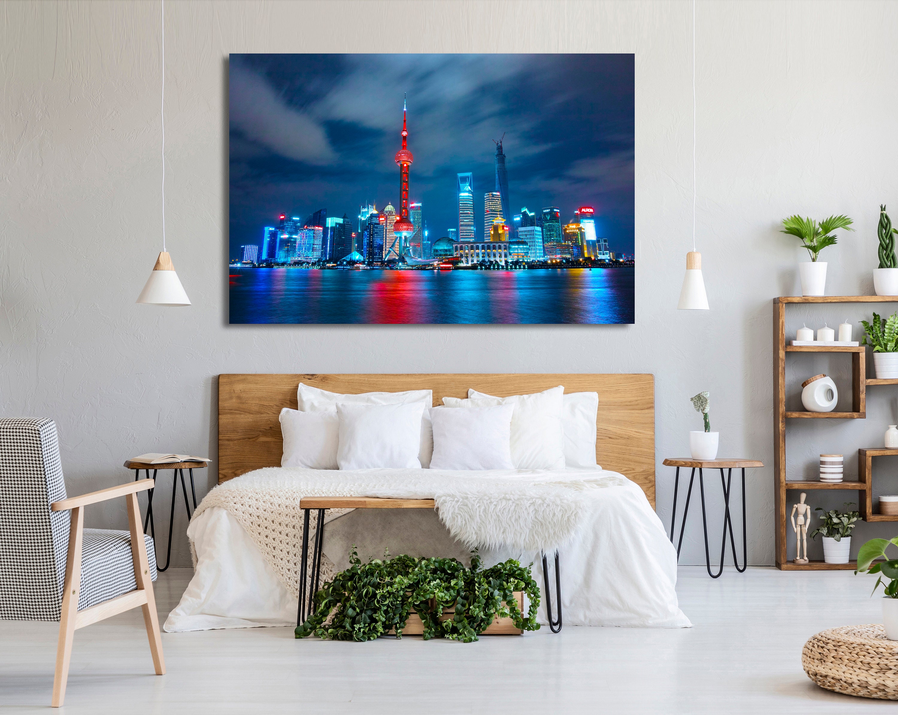 Shanghai City Canvas Poster. Shanghai Wall Art Canvas Set. - Etsy