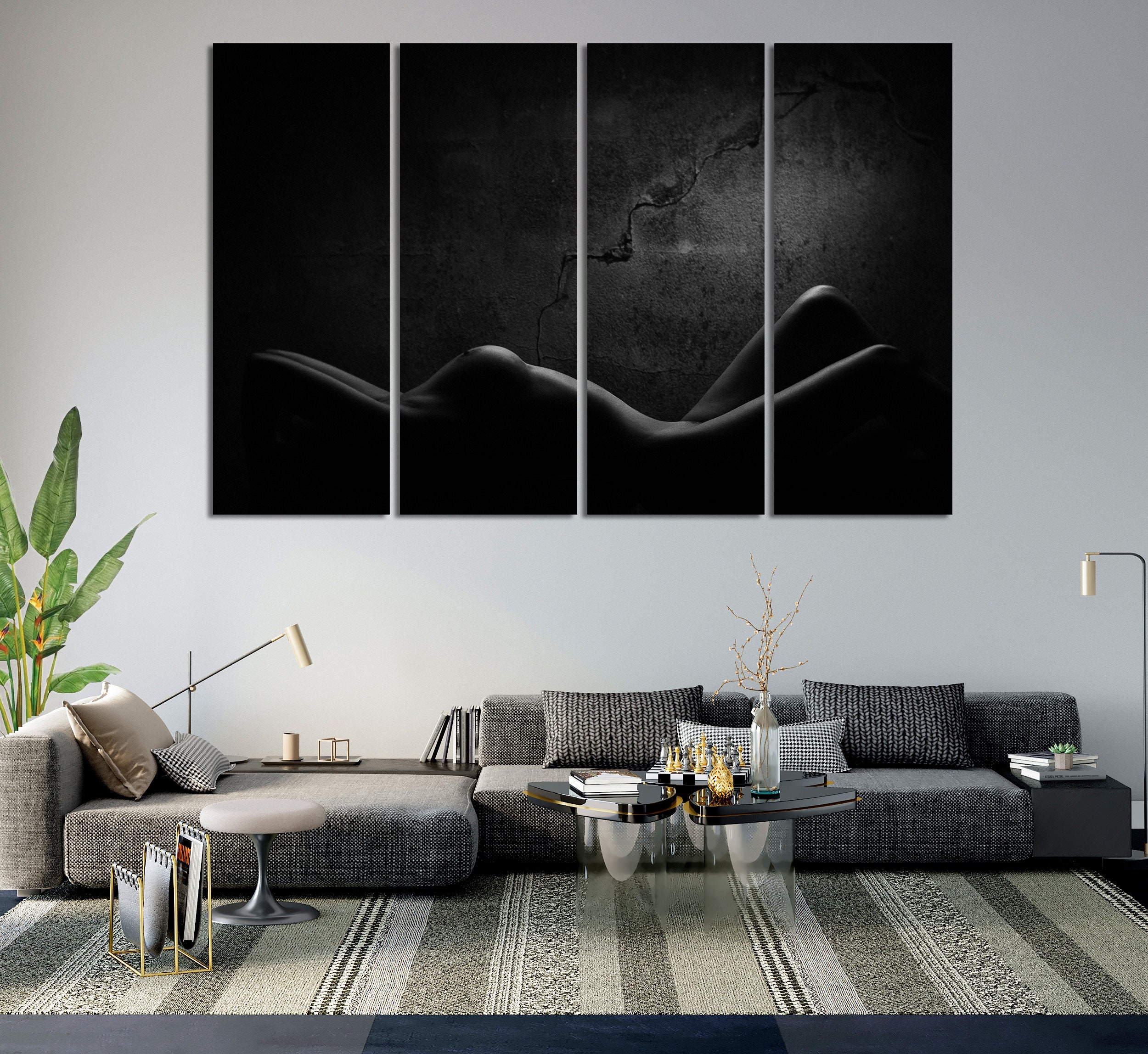 Erotic Wall Art Canvas Set. Sexy Body Decor. Girl Nu Print ...