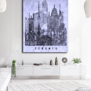 Toronto Skyline Watercolor Wall Art, Toronto Canada Canvas Art Prints ...