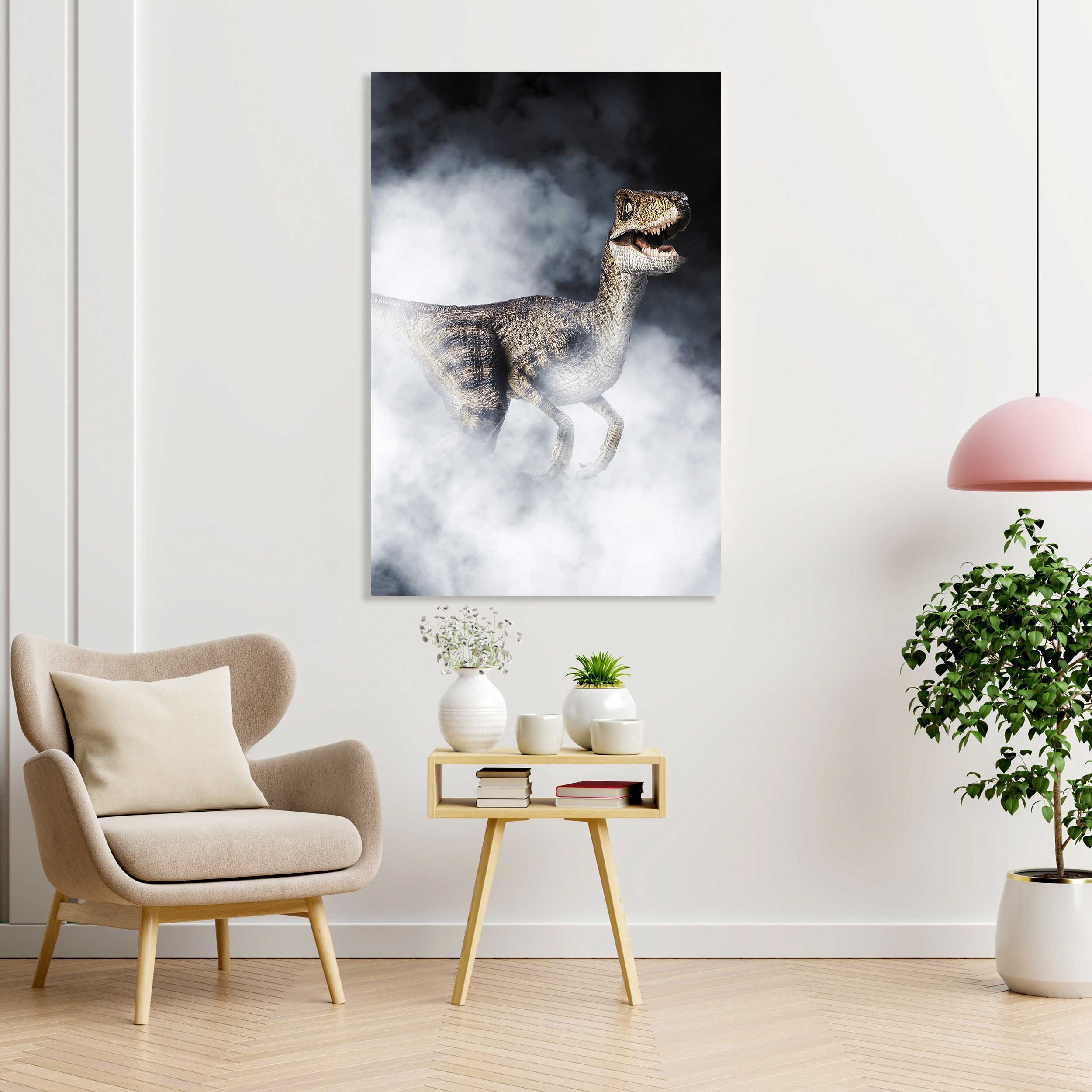 Velociraptor Art for Design Wall Dinosaur Print on Canvas | Etsy