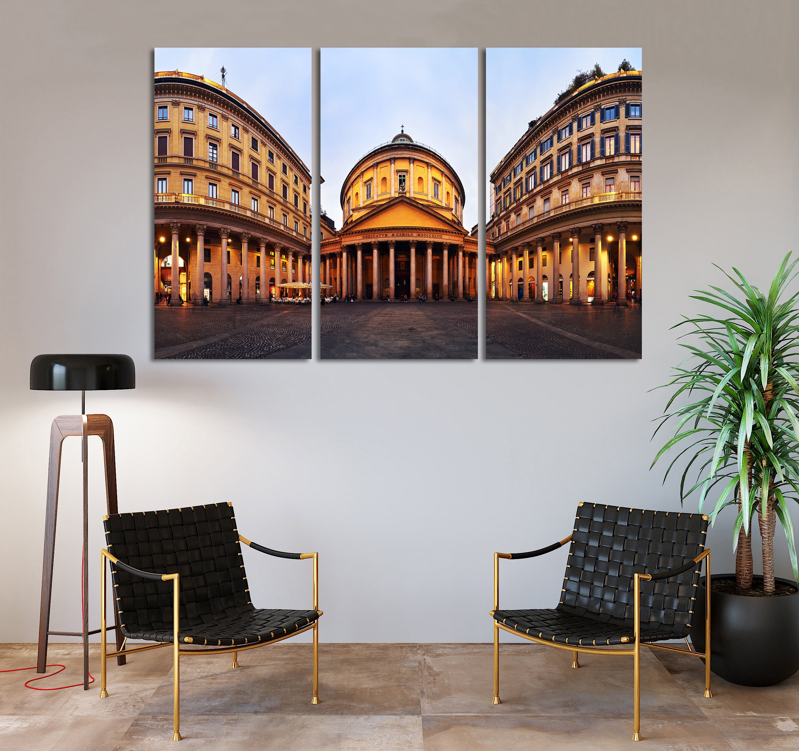 Milan Wall Art Canvas Set Italy Wall Decor San Carlo Al Corso Wall Art ...