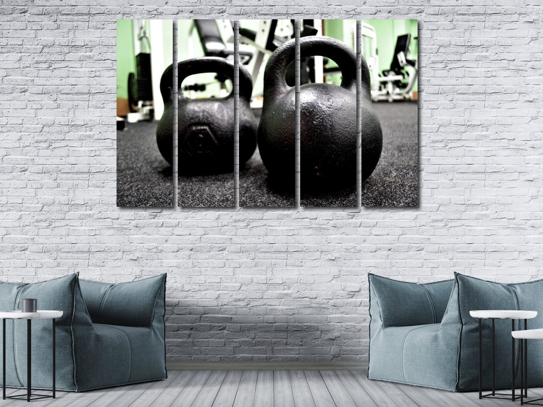 Barbell Wall Art Canvas Set. Motivation Poster. Sport Artwork. Gym Wall ...