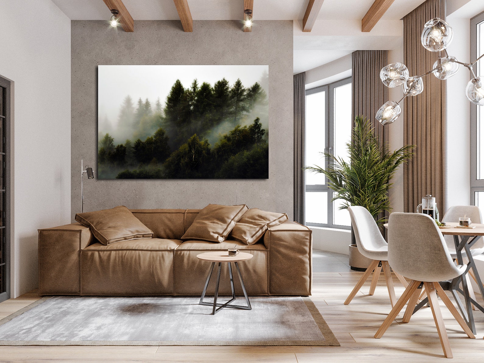 Foggy Forest Wall Art Misty Forest Forest Print Large Wall Art Fog and ...