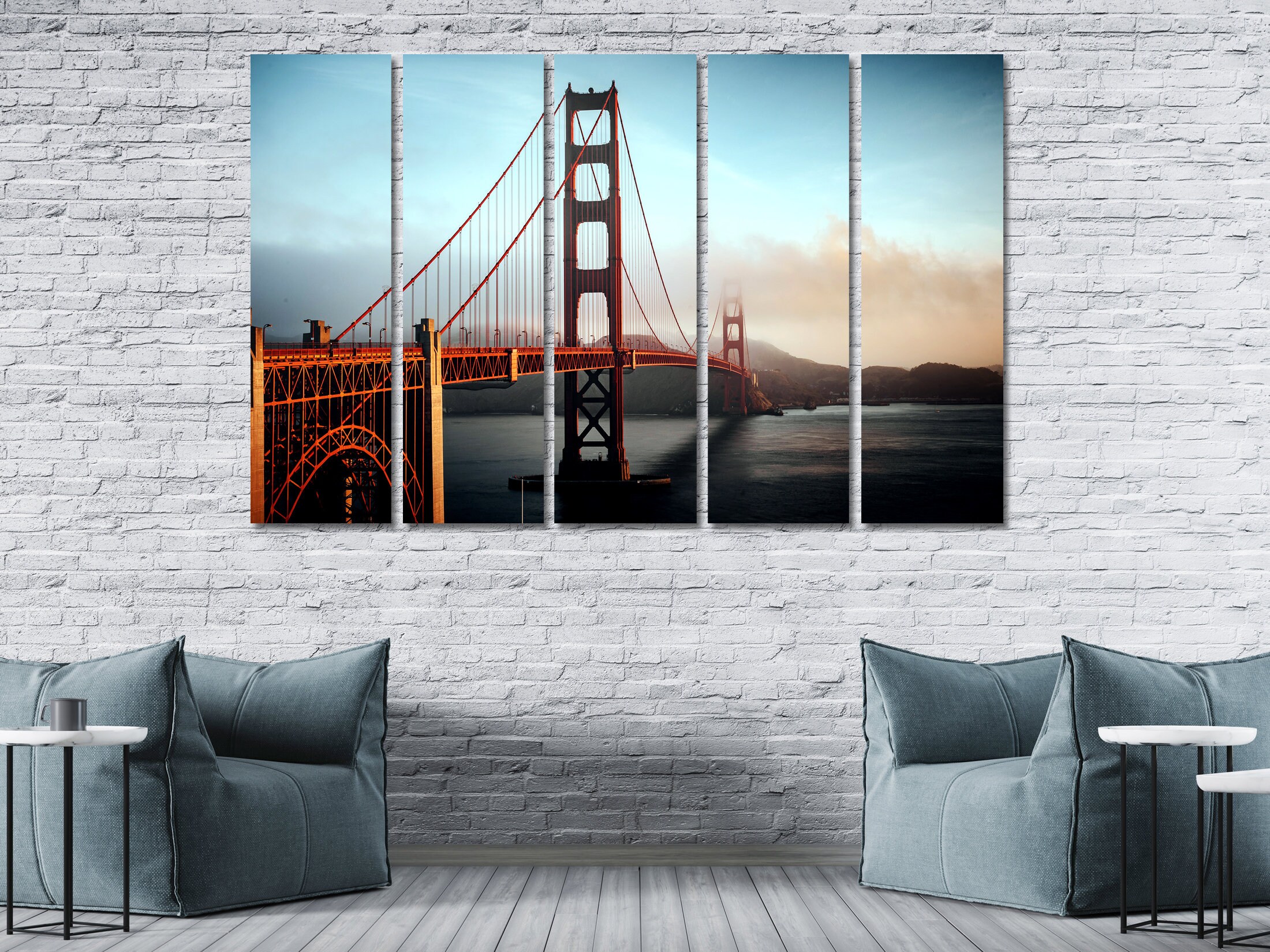 San Francisco Wandkunst, Leinwand Set von San Francisco City, Golden Gate Bridge Leinwand ...