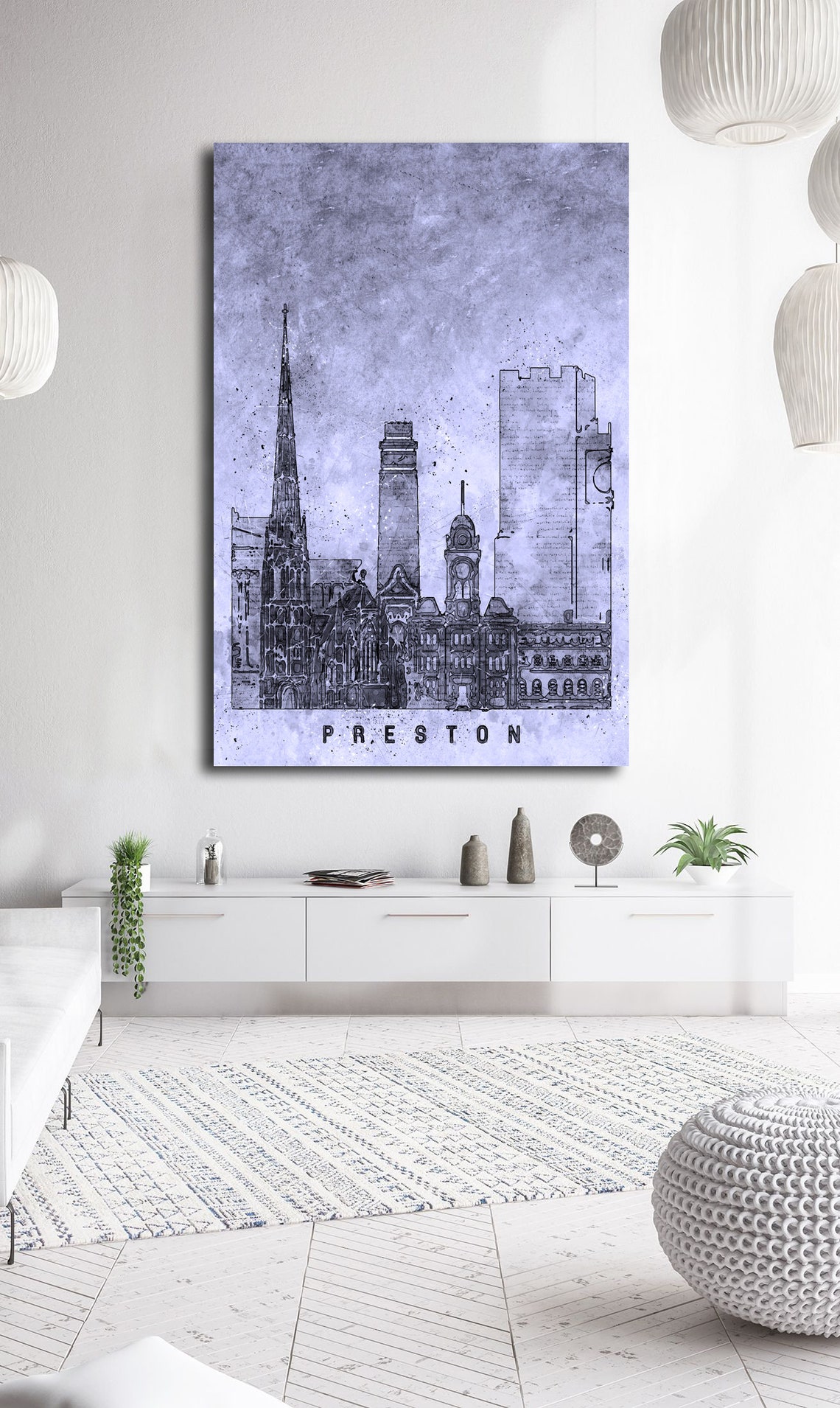 Preston Skyline Watercolor Wall Art Preston Canvas Art - Etsy UK