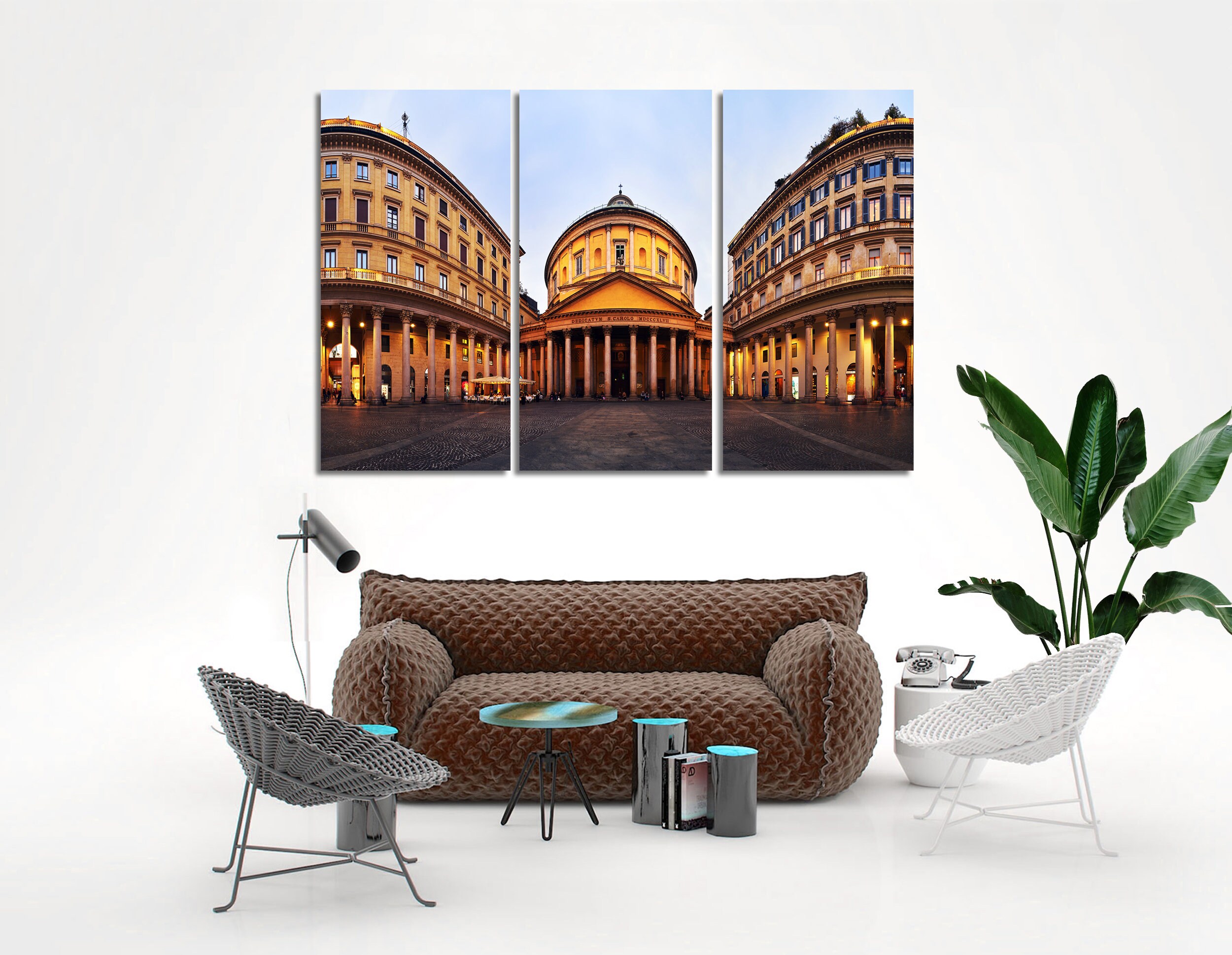 Milan Wall Art Canvas Set Italy Wall Decor San Carlo Al Corso Wall Art ...