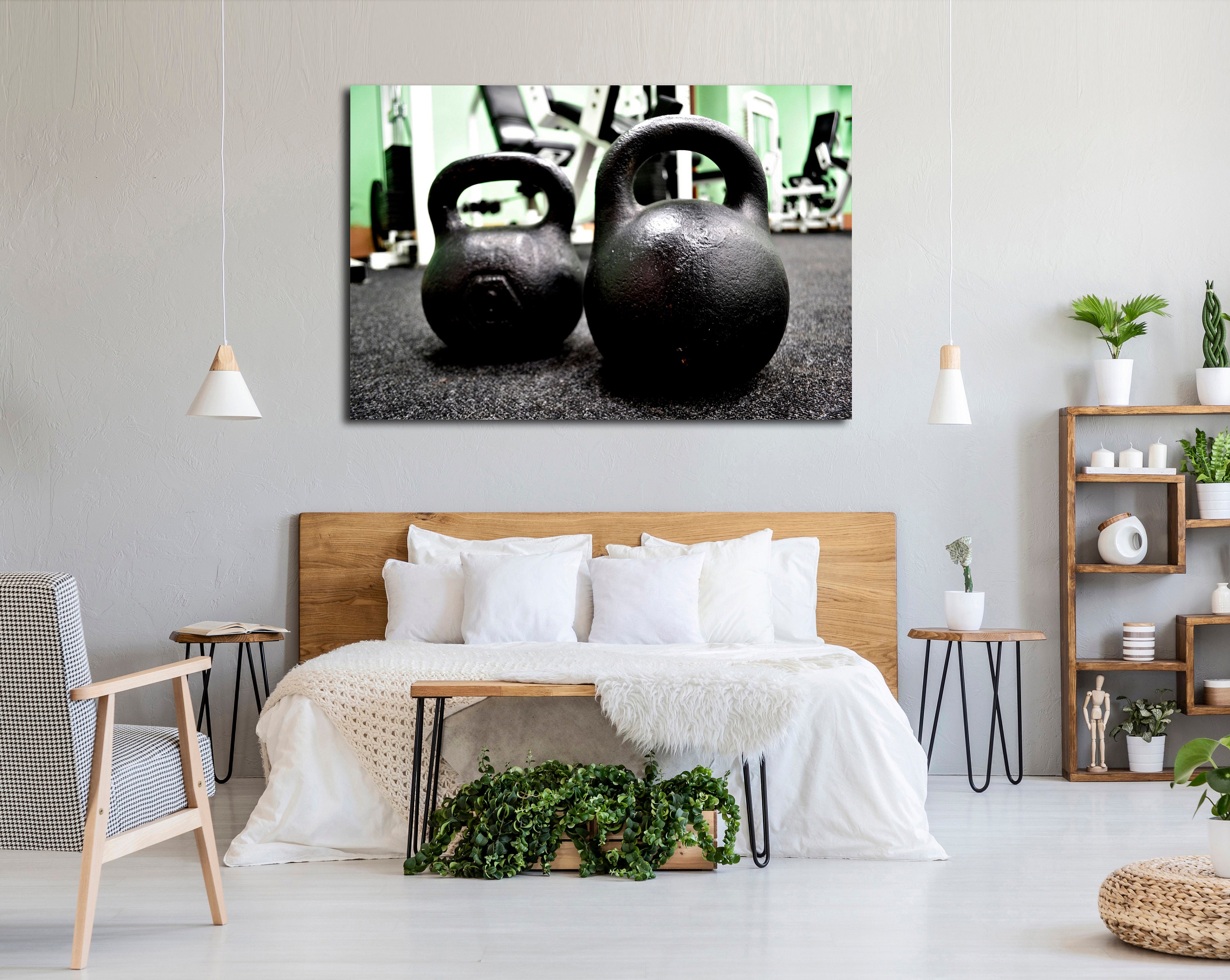 Barbell Wall Art Canvas Set. Motivation Poster. Sport Artwork. Gym Wall ...