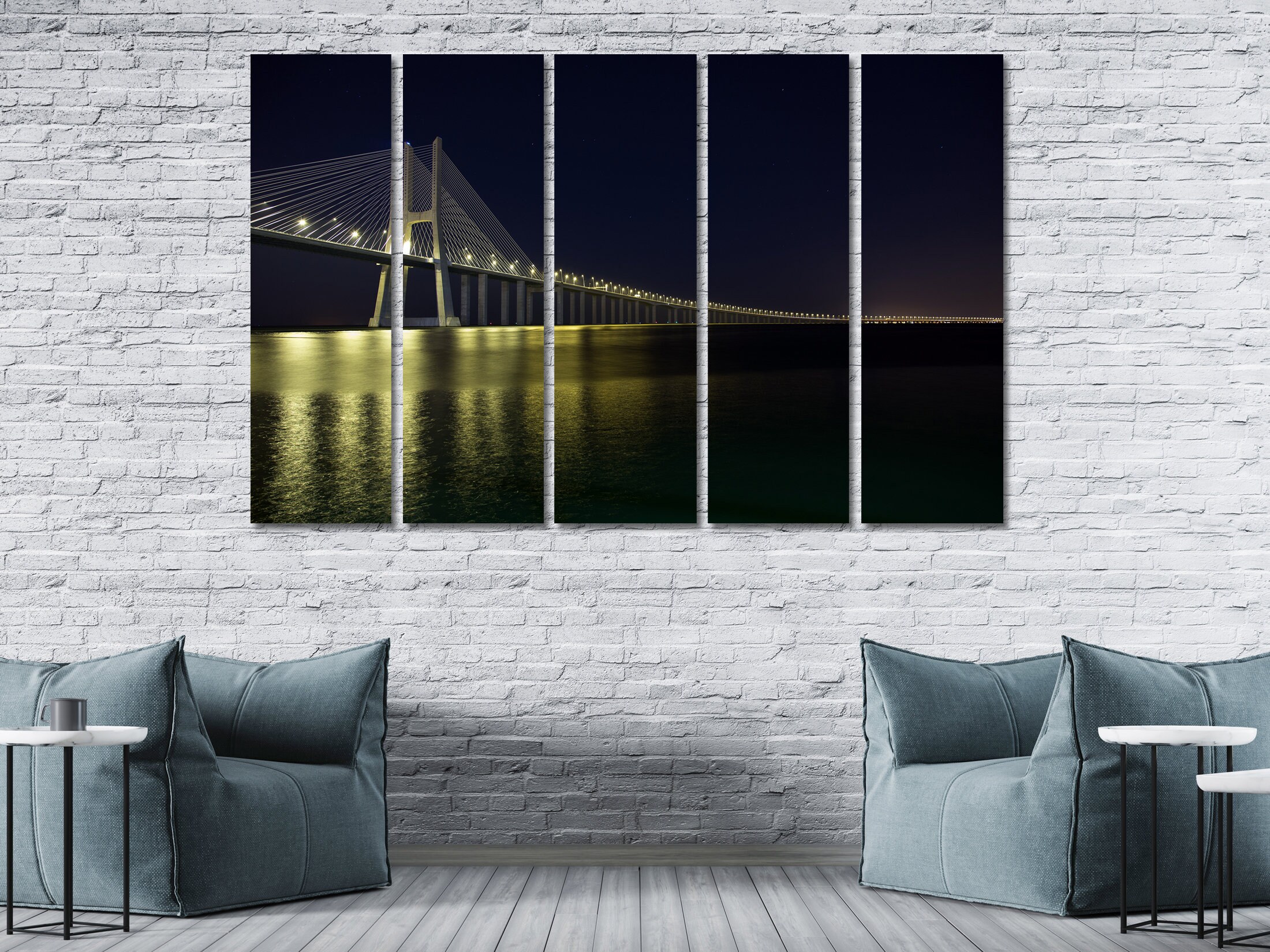 Lisbon Wall Art Canvas Set Vasco Da Gama Bridge Portugal Home Wall ...
