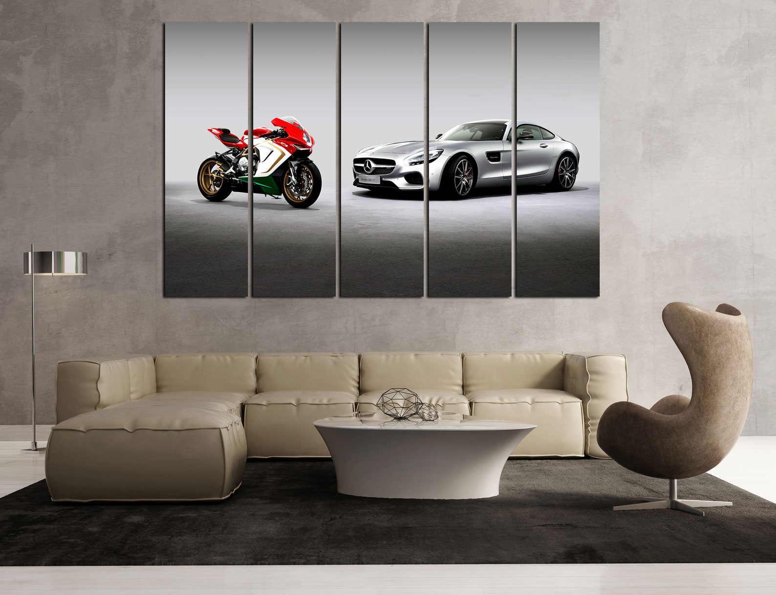 Fast Mercedes Benz AMG GT and Sportbike on Large Canvas Prints - Etsy