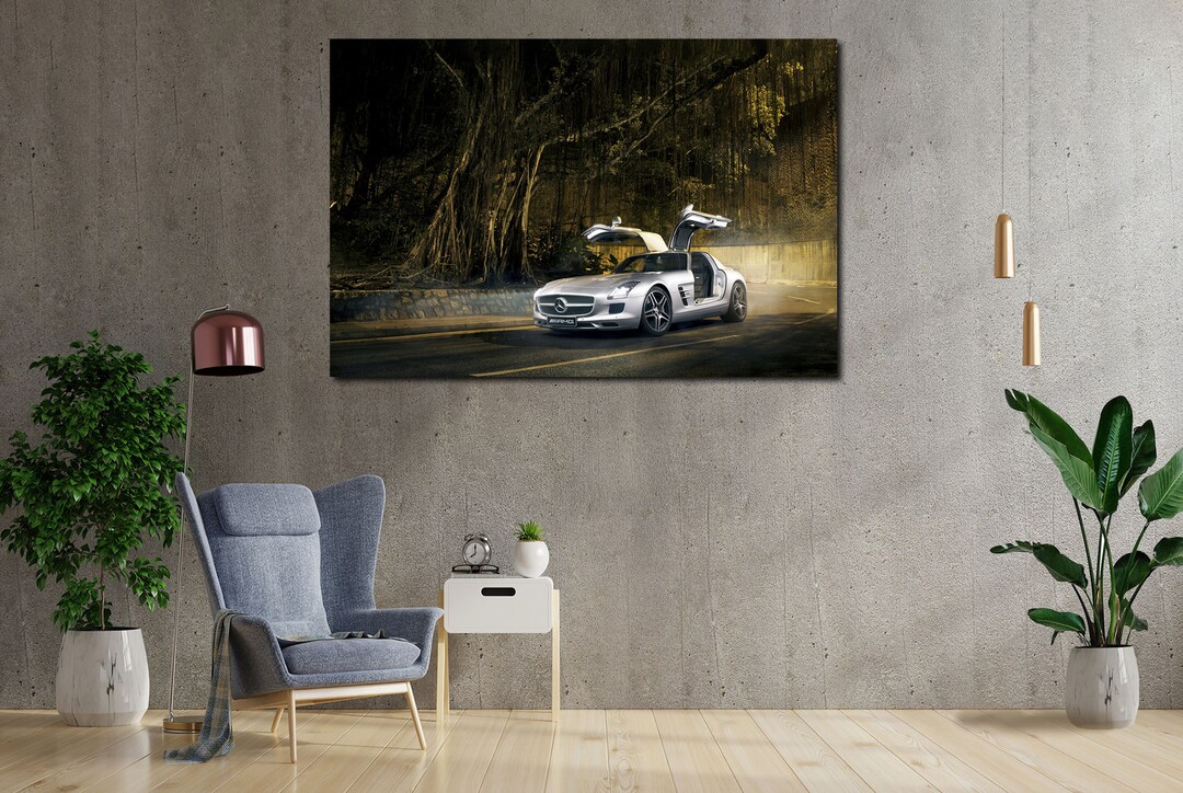Mercedes SLS AMG on the Night Road for Wall Decoration in House Cool ...