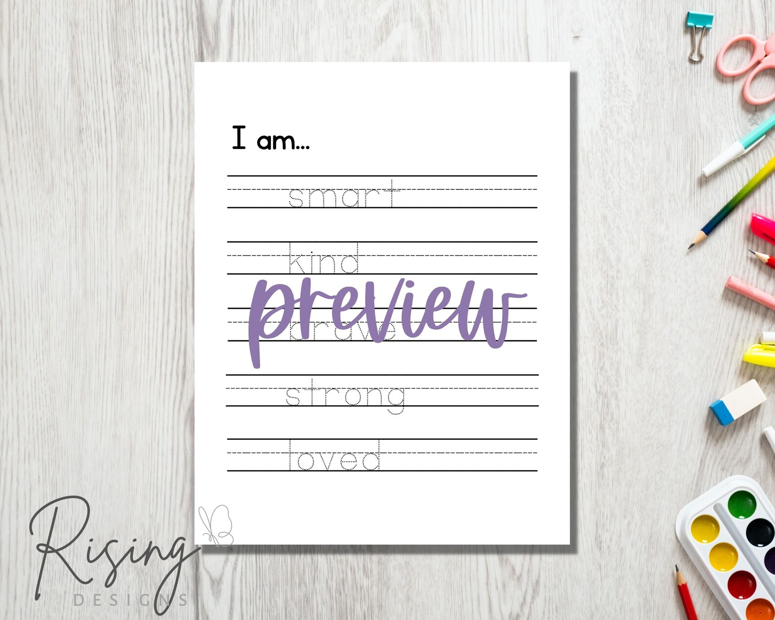 Printable Positive I Am Affirmation Tracing DIGITAL DOWNLOAD - Etsy