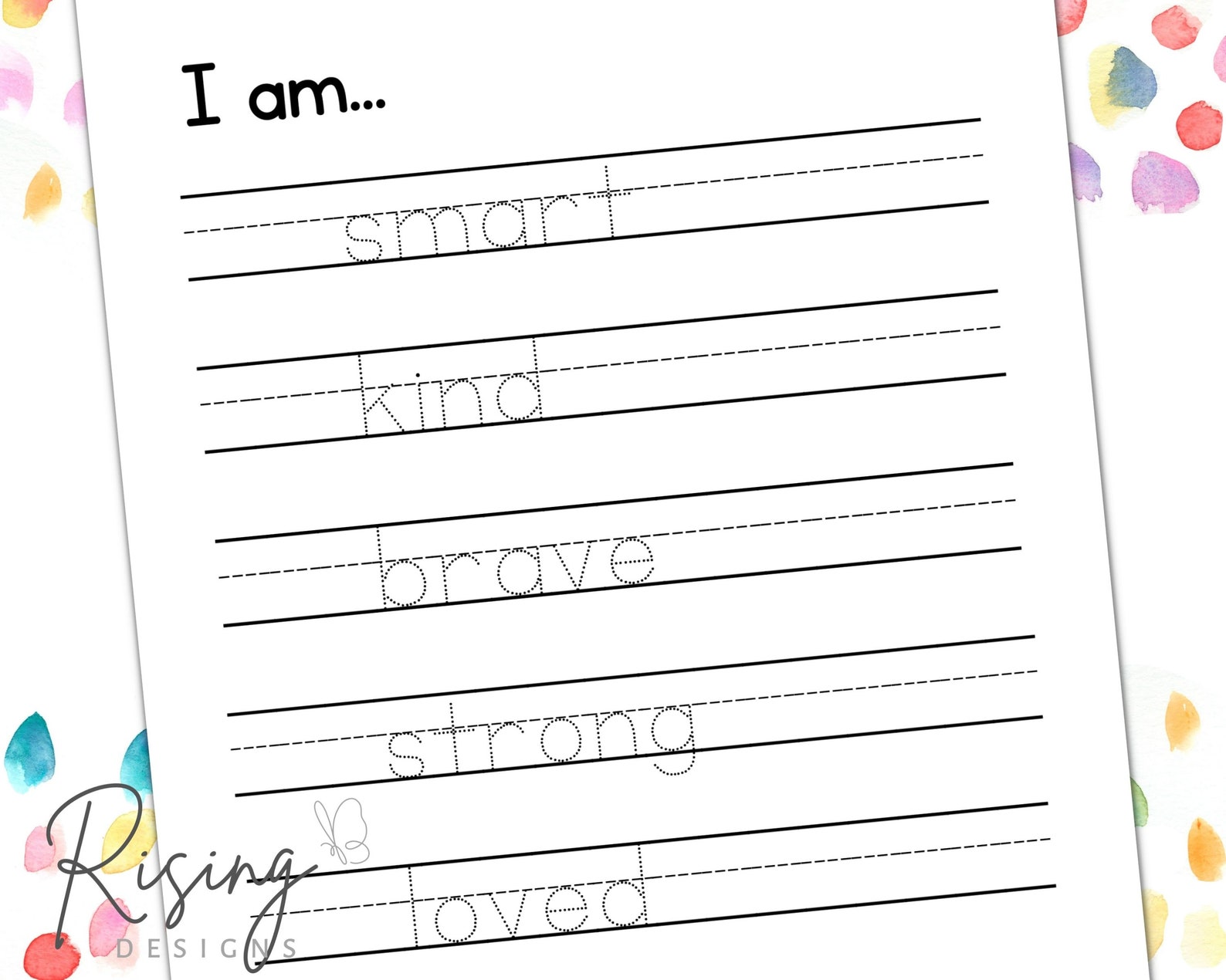 Printable Positive I Am Affirmation Tracing DIGITAL DOWNLOAD - Etsy