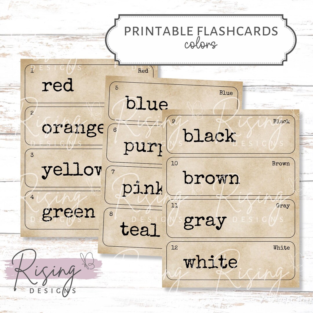 Printable Vintage-inspired Flashcards • DIGITAL DOWNLOAD • Colors - Etsy