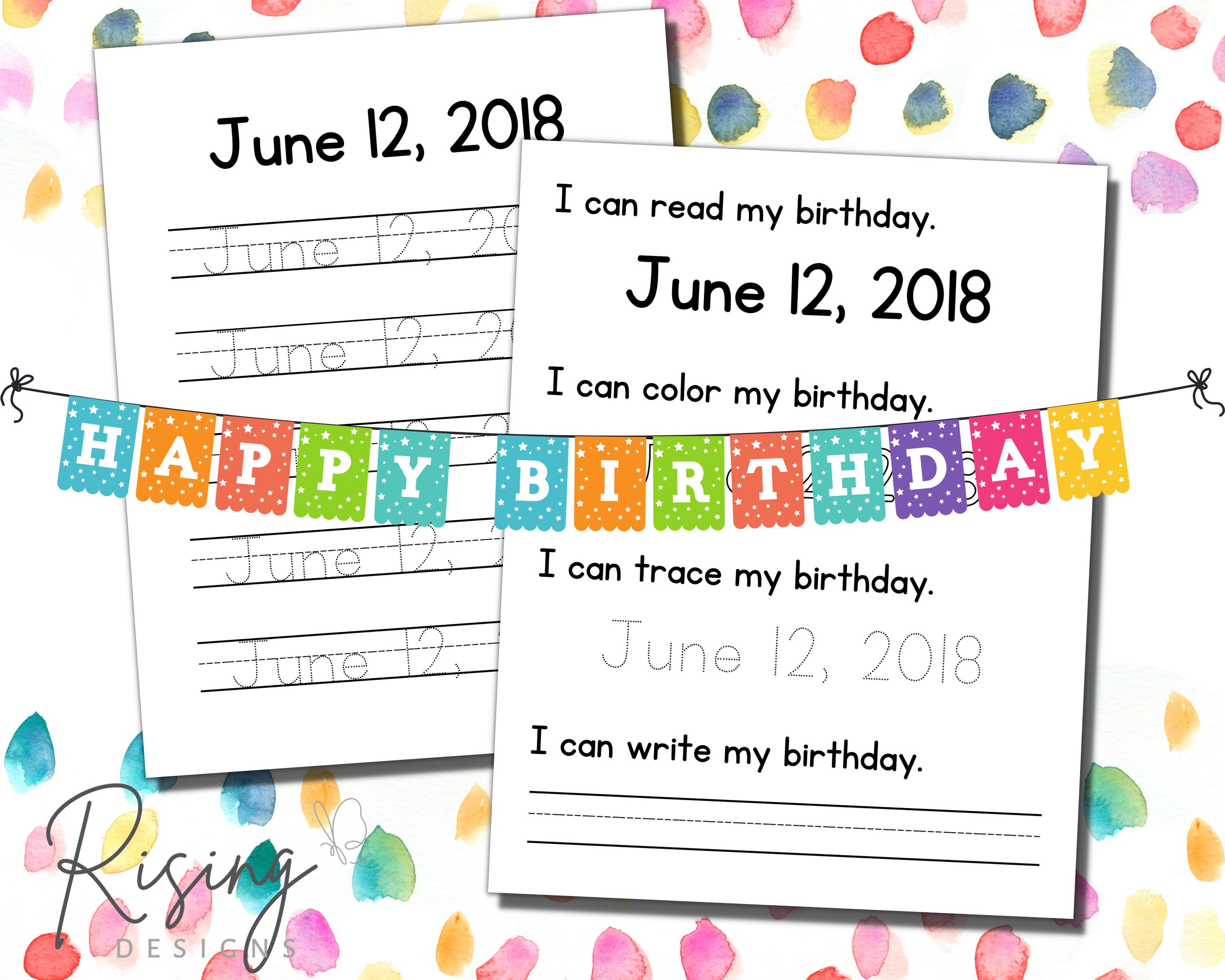 CUSTOM Printable Name Birthday Tracing Bundle DIGITAL - Etsy Canada