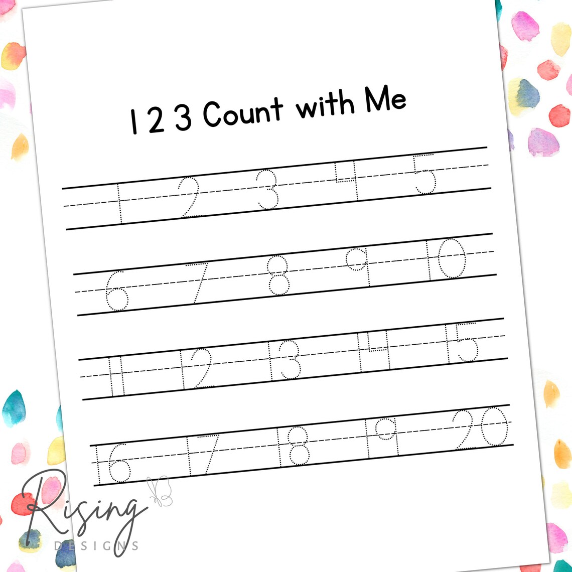 Printable Numbers 1-20 Counting Tracing DIGITAL DOWNLOAD Kids Worksheet ...
