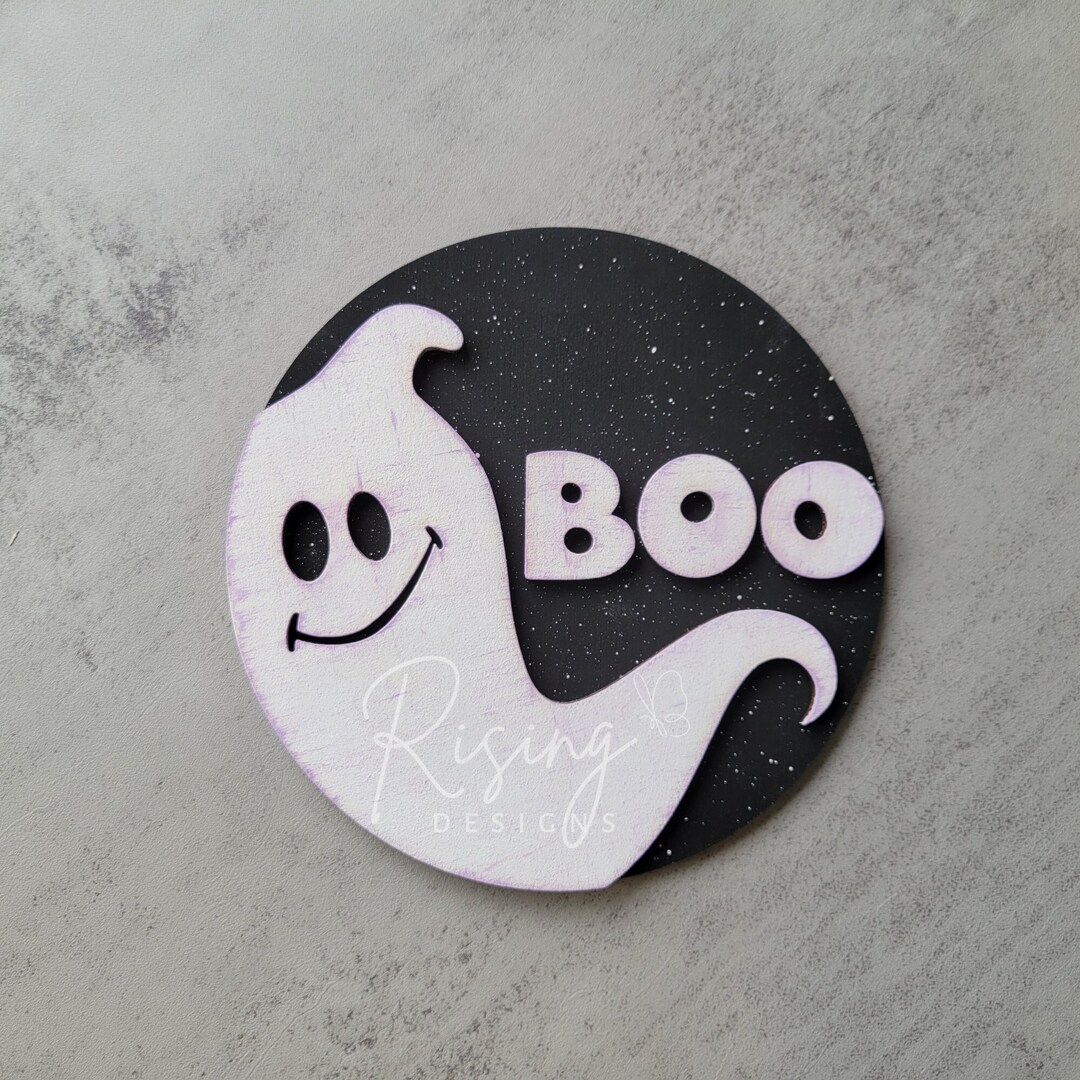 DIY Halloween Ghost Boo Round Sign Round Wooden Cutout - Etsy