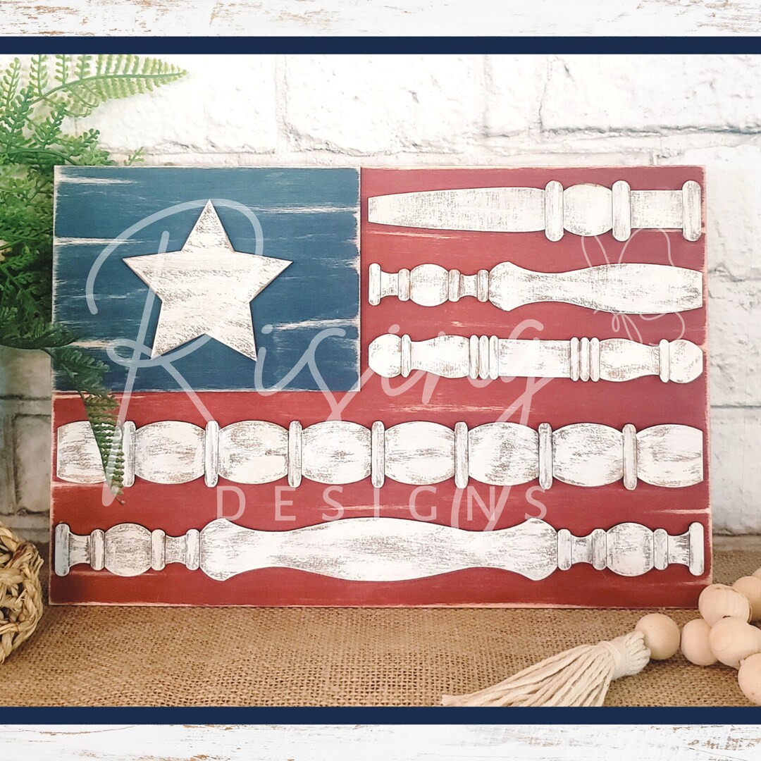 DIY Wood Craft Kit Spindle USA Flag Diy Unfinished Unassembled ...