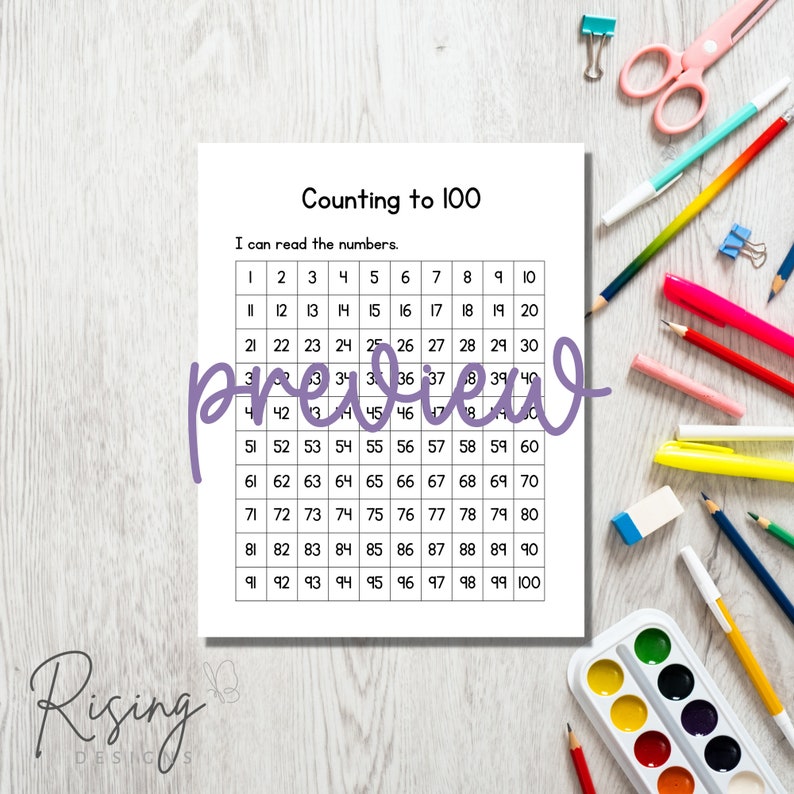 Números imprimibles del 1 al 100 diez cuadros contando calco - Etsy México