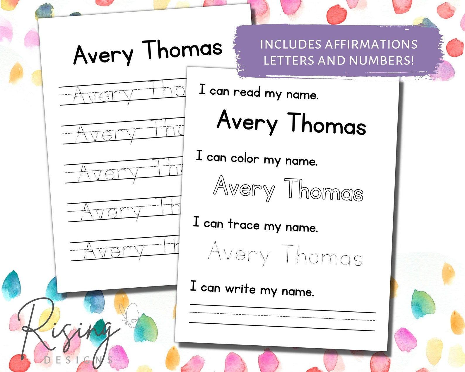 CUSTOM Printable Name Tracing Bundle DIGITAL DOWNLOAD Kids - Etsy