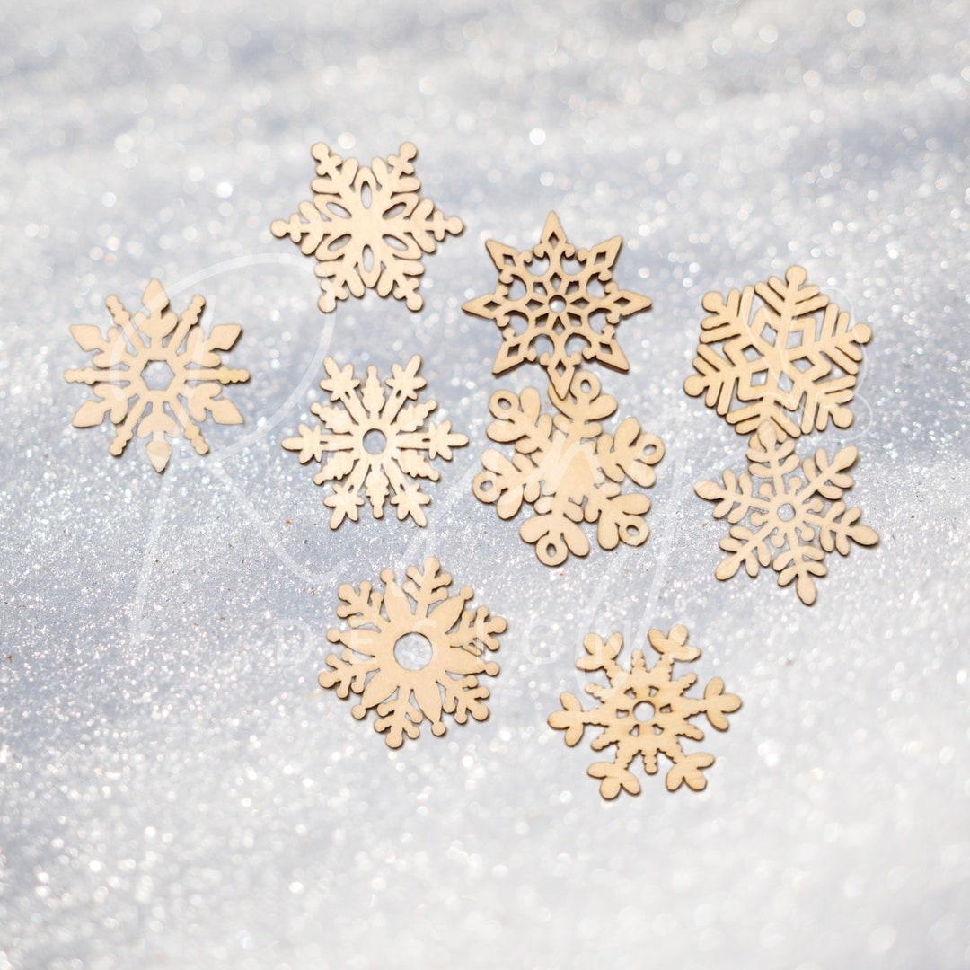 Set of 54 Unfinished Wood Snowflakes | Mini Winter Christmas ...