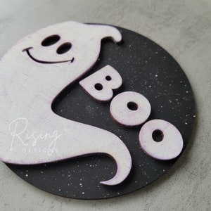 DIY Halloween Ghost Boo Round Sign Round Wooden Cutout - Etsy
