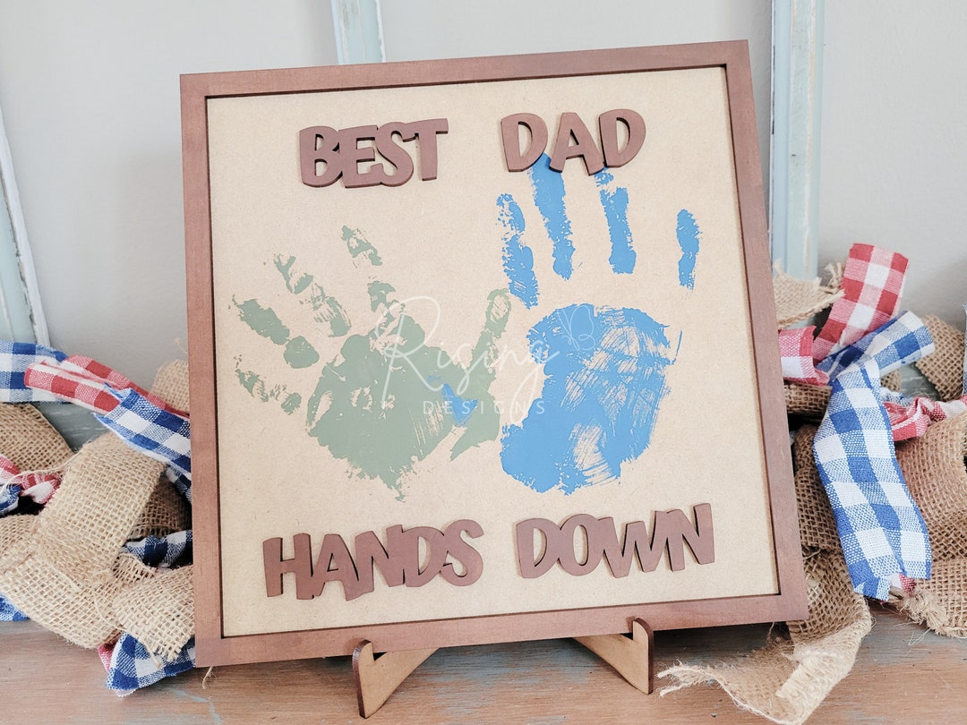 Kids Handprint Sign Kit Best Dad Mom Grandma Grandpa Auntie Uncle Hands ...