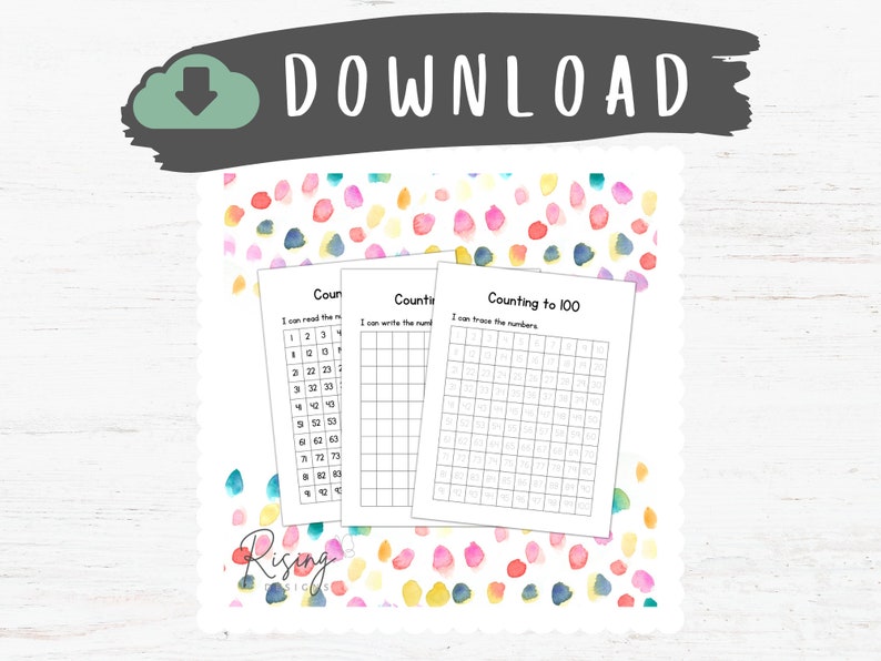 Números imprimibles del 1 al 100 diez cuadros contando calco - Etsy México