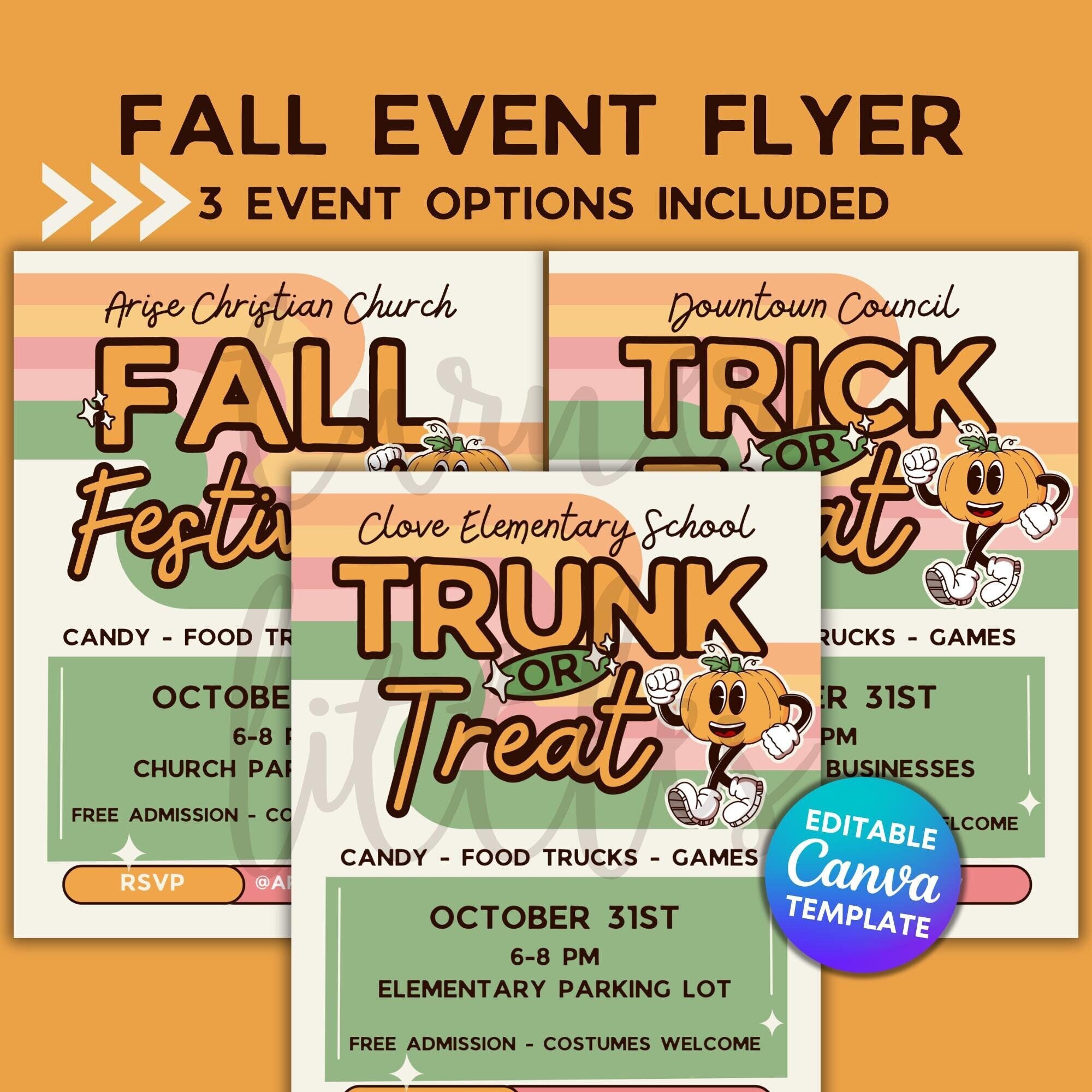 Editable Trunk or Treat Flyer Template for Fall Events Fall Festival ...