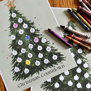 Advent Calendar Coloring Page Printable for Kids, Christmas Tree ...