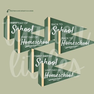 Back to School Sign First Day of School Printable Flag Retro Themed ...