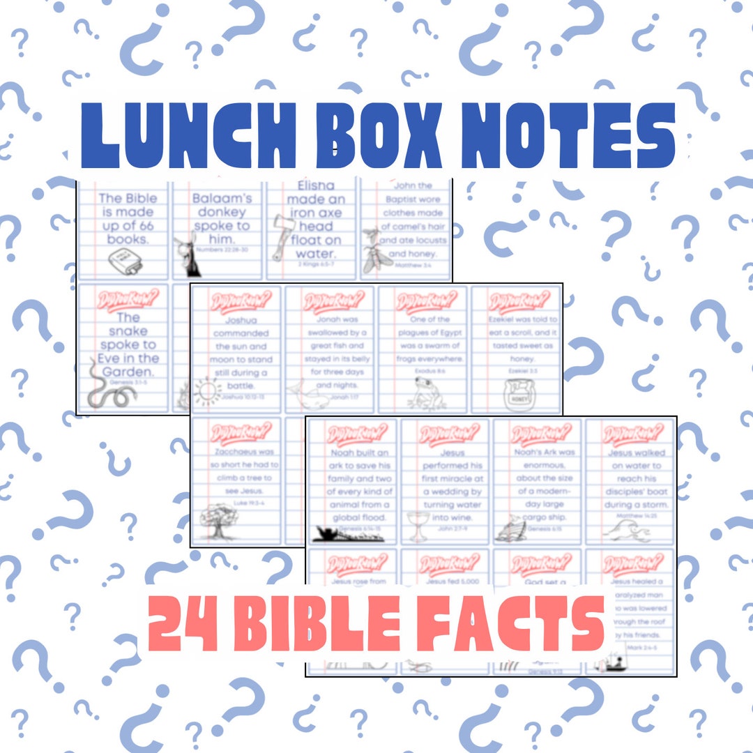 Lunch Box Notes for Kids - Scripture Lunch Box Notes - Printable ...