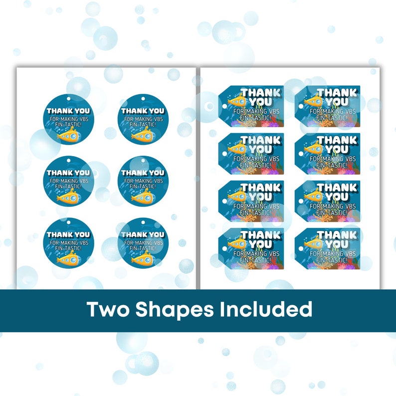 Ocean VBS Thank You Gift Tags: Scuba Theme (printable PDF/PNG) - Etsy