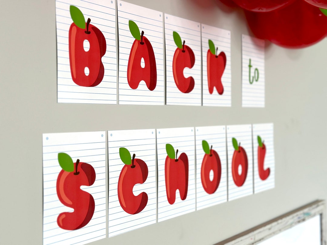 Back to School Apple Banner Printable - Apple Themed Bulletin Board ...