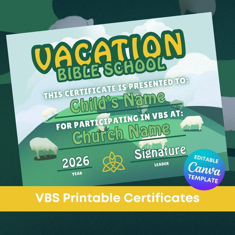 VBS Certificate Editable Canva Template, Emerald Crossing Vacation ...