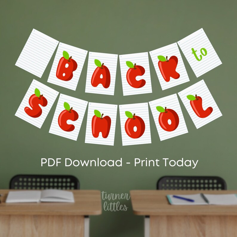 Back to School Apple Banner Printable - Apple Themed Bulletin Board ...