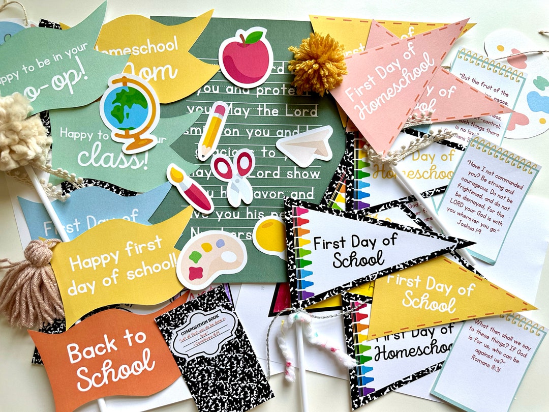 Back to School Printable Pack: Homeschool Banner, Scripture Cards (PDF ...