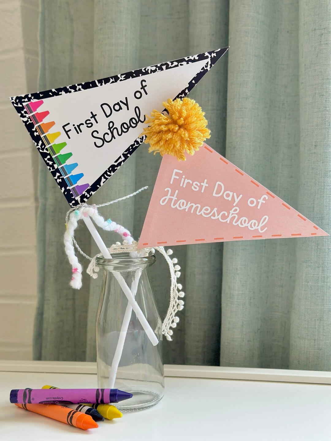 First Day of School Printable Pack: Photo Prop Flags & Banner (digital ...