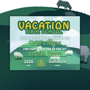 VBS Certificate Editable Canva Template, Emerald Crossing Vacation ...