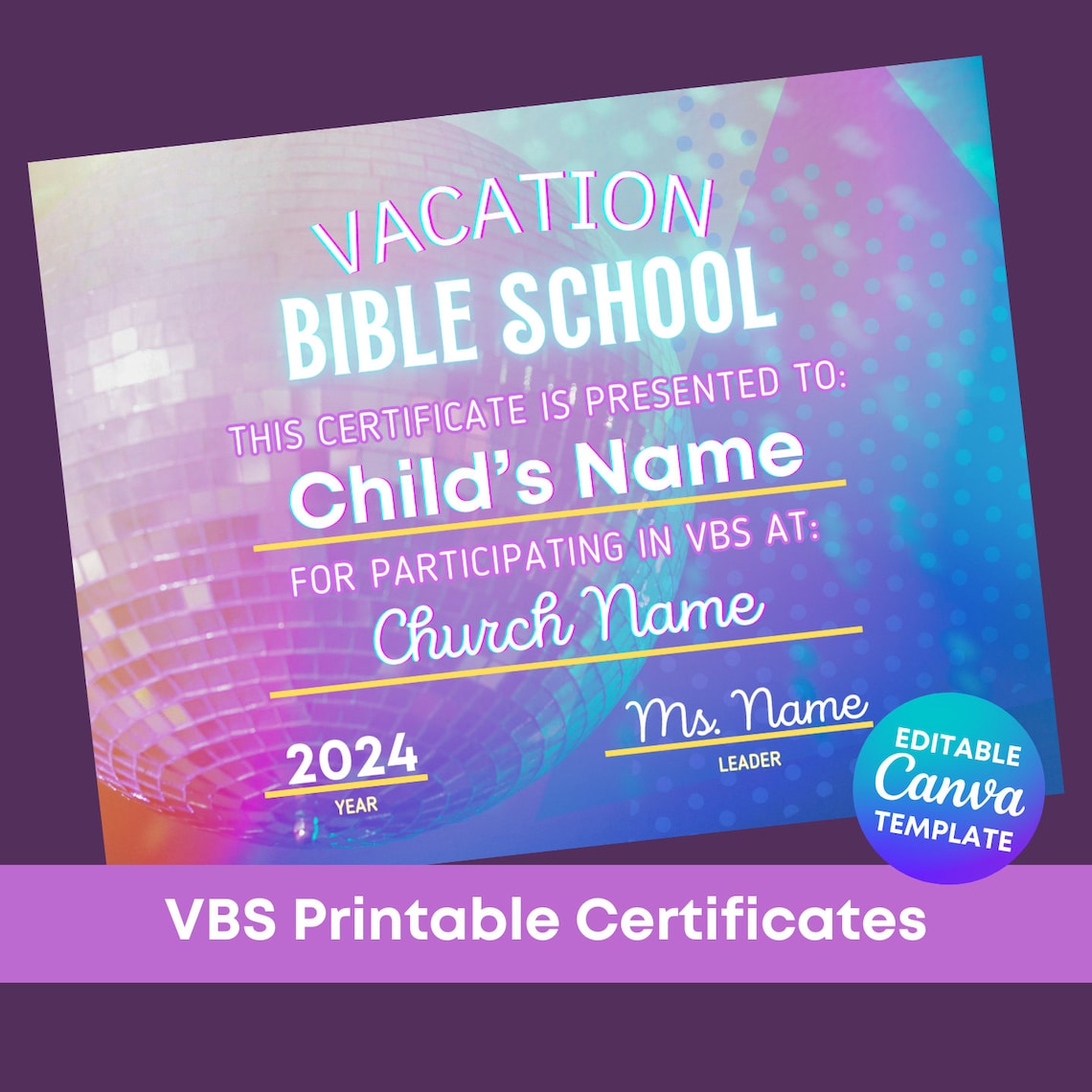 Vacation Bible School Certificate Template for Start the Party- VBS ...