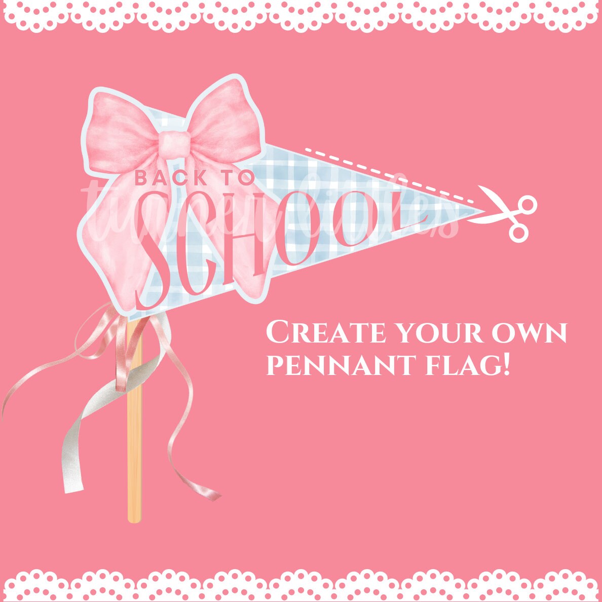 Printable First Day of School Pennant: Pink Bow Decor (PDF & PNG) - Etsy
