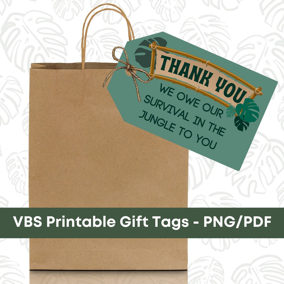 Jungle VBS Thank You Gift Tags: Volunteer Appreciation (printable PDF ...